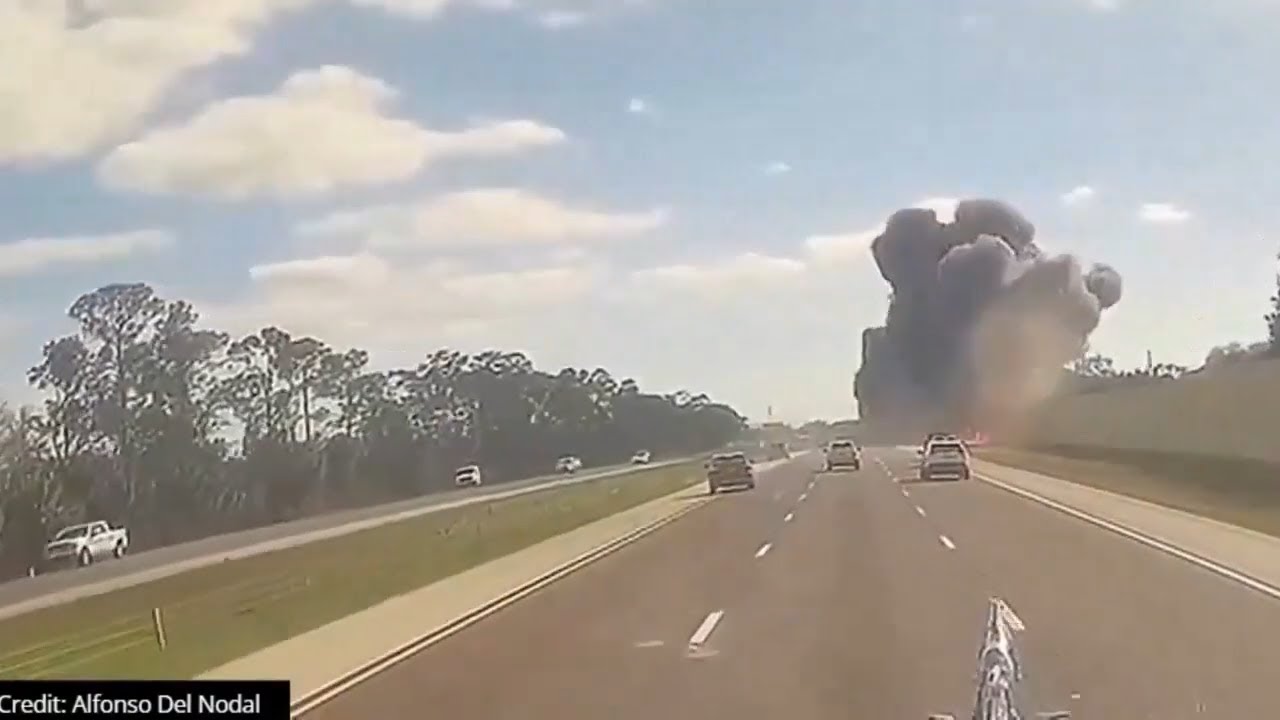Exclusive Footage Moment Bombardier Challenger 604 Plane Crashes On Interstate 75 Florida