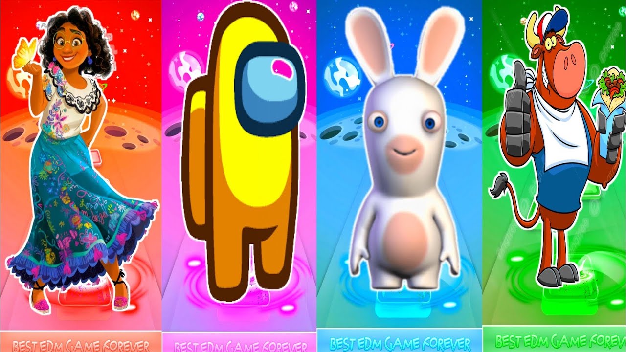 Encanto🆚Among Us🆚Rabbids Invasion🆚FUNNY BULL💦Who is best player?? - YouTube