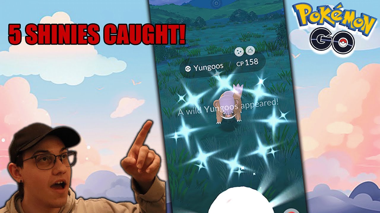 Shiny Yungoos Spotlight Hour 5 Shinies Caught! (Pokémon GO) - YouTube