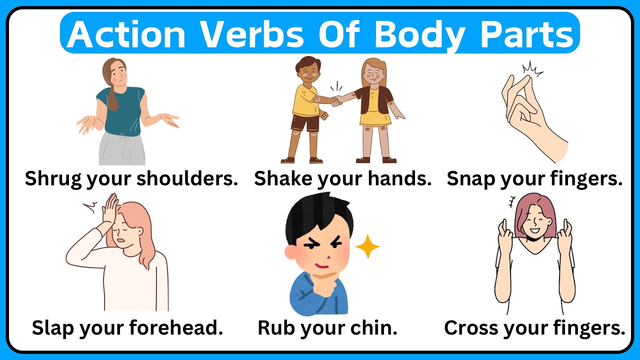 50 plus Exciting Action Verbs Using Body Parts for Kids | Learning ...
