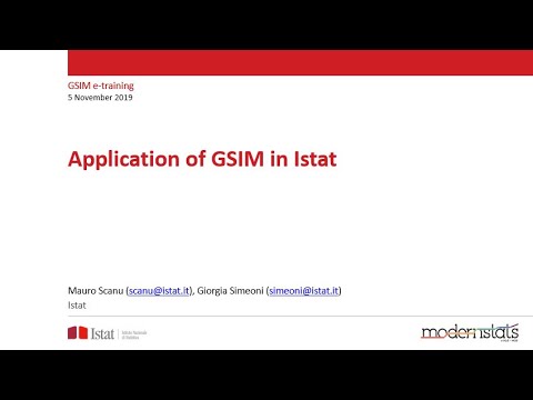 GSIM e-training - 9. Application of GSIM in Istat (5th November 2019)