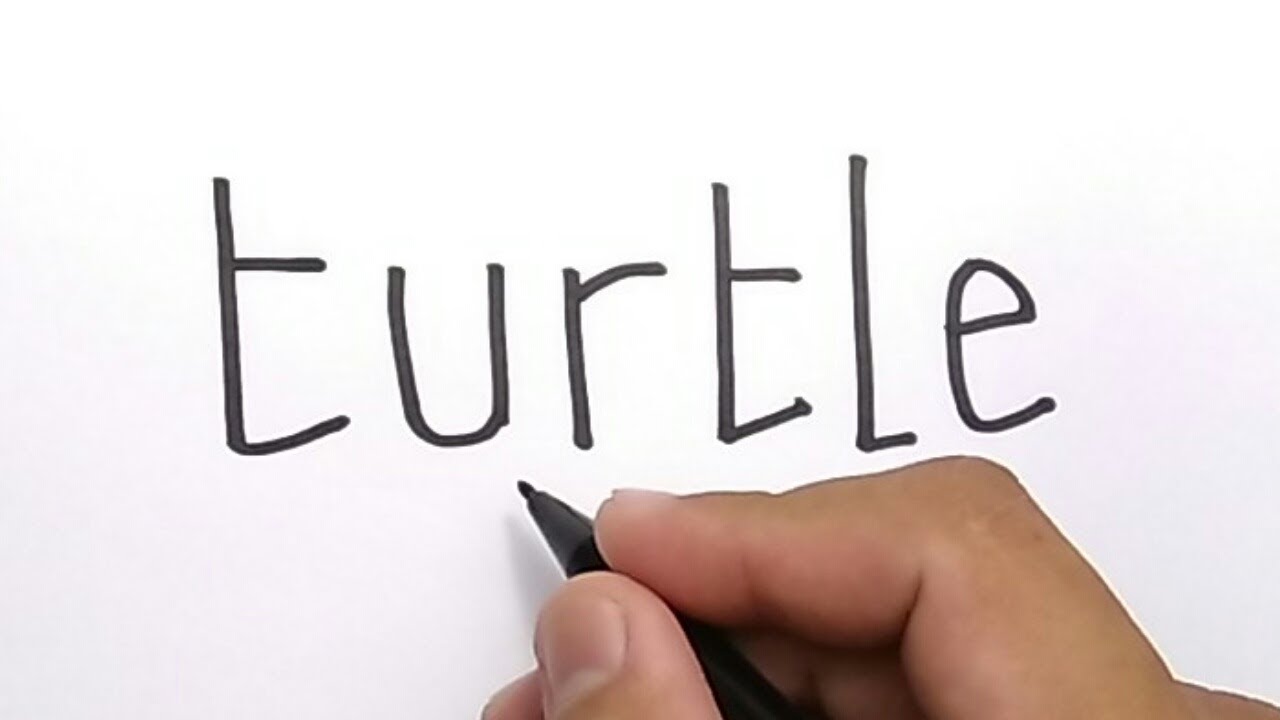 VERY EASY ! how to turn words TURTLE into CARTOONS for KIDS / learn how ...