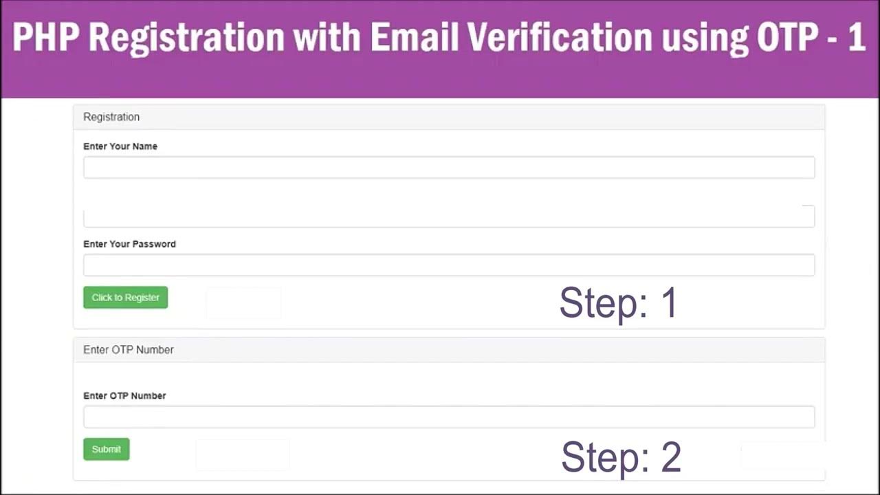 PHP Registration With Email Verification Using OTP Method. Part 1. with source code - YouTube