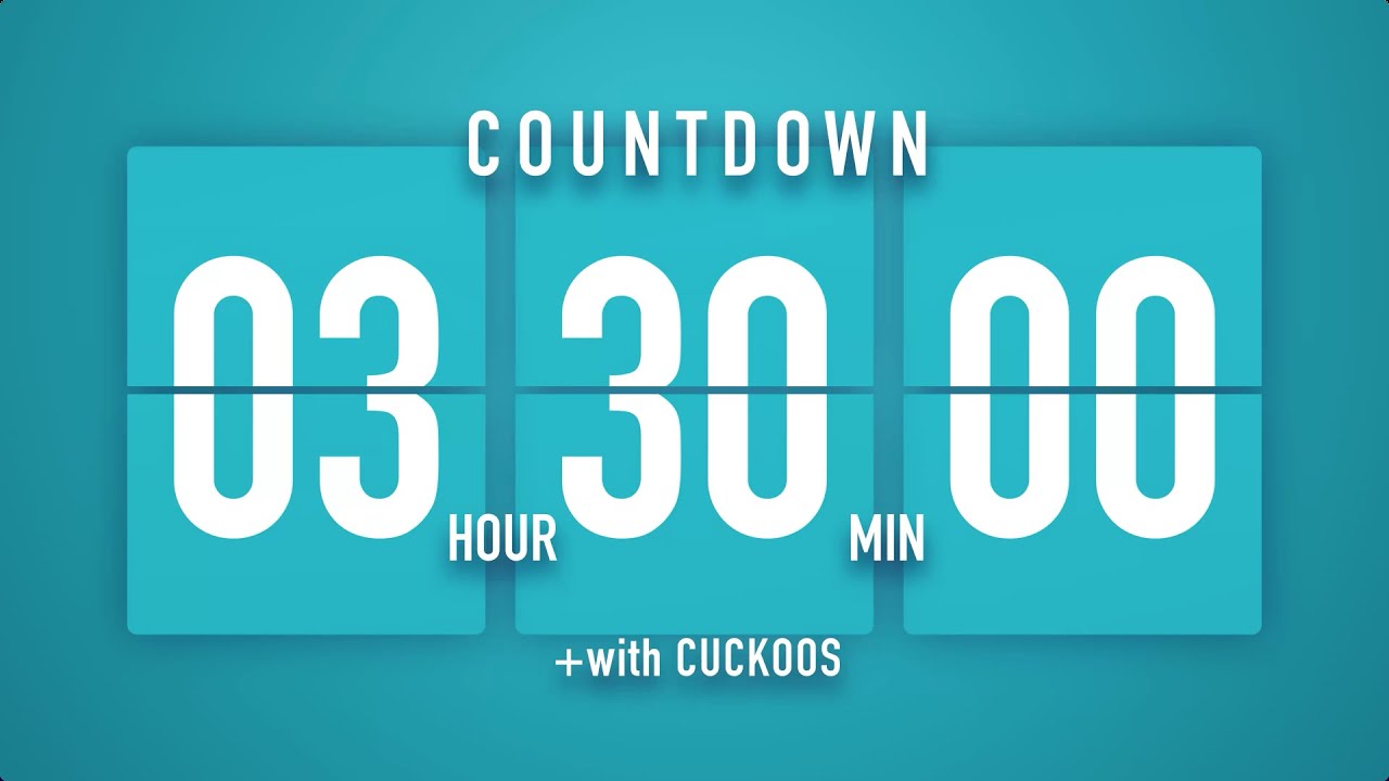 3 Hour 30 Minute Countdown Timer 🐦 Flip Clock with Cuckoo Alerts - YouTube