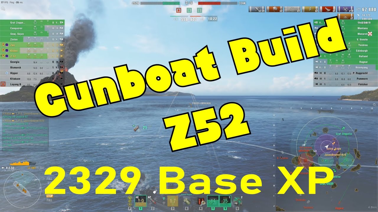 World Of Warships - Z52 Full Gun Build - - YouTube