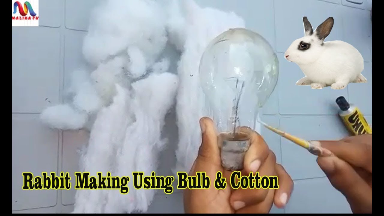 Rabbit Making with bulb !! How to make rabbit with cotton !! Rabbit ...