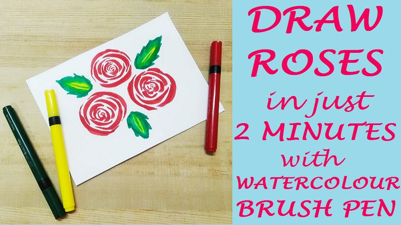 DRAW ROSES in just 2 MINUTES | Easy and Simple way to Draw Roses with ...