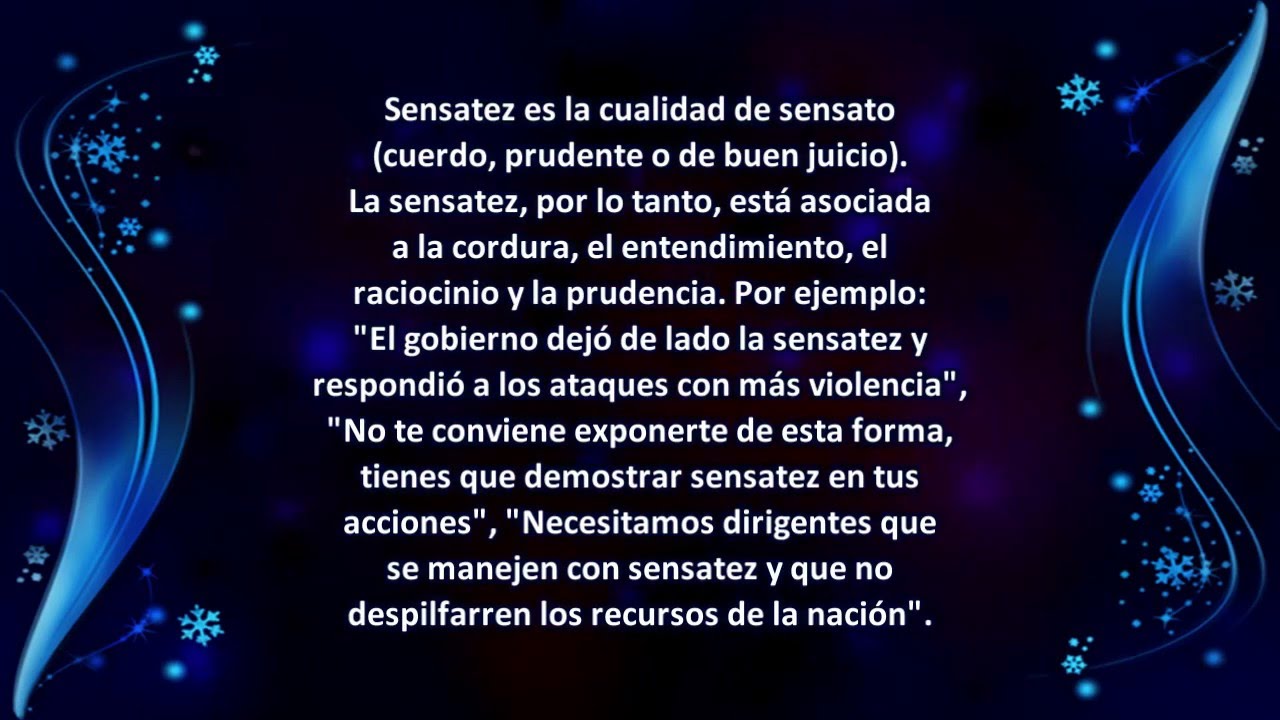 Sensatez - Cordura (Definición y Conceptos) - YouTube