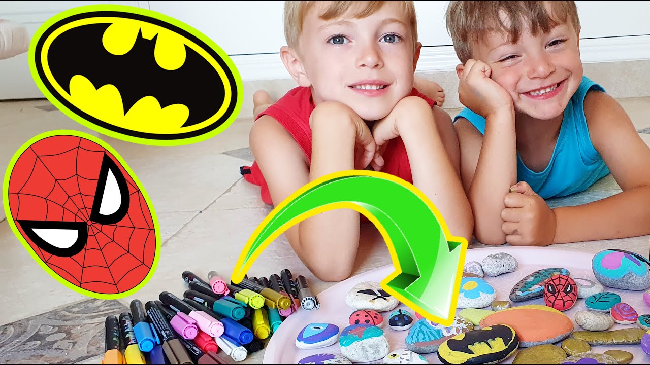 Cailloux Super-Héros ! French Kids dessinent sur les galets #caillou # ...