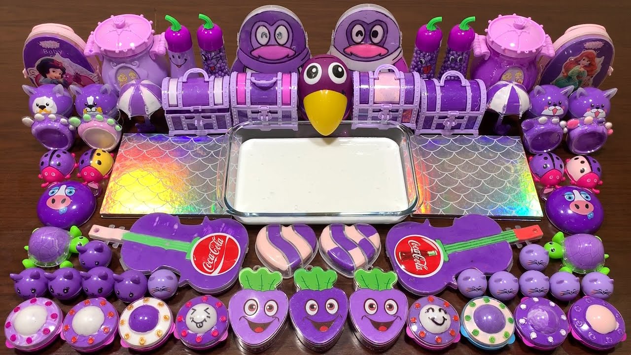 PURPLE SLIME! Mixing Floam and Glitter Into Glossy Slime || BEST SLIME ...