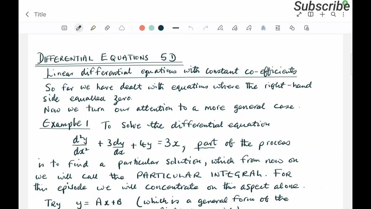 DIFFERENTIAL EQUATIONS 5D - YouTube