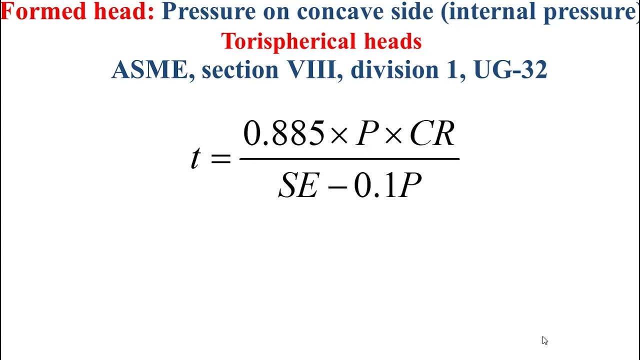 Pressure vessel_Sizing_Formed head thickness under internal pressure (concave side) - YouTube