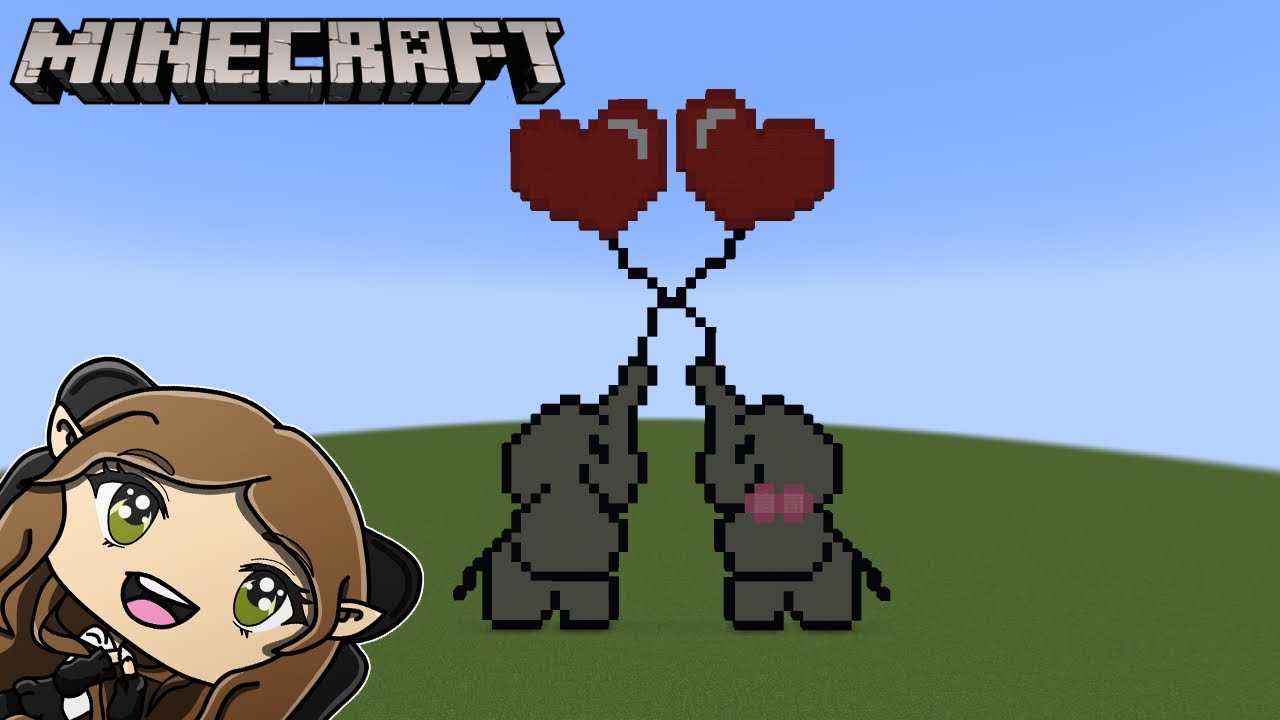 🎈 ¡Pixel Art de Elefantes Enamorados en Minecraft para San Valentín! 💕 ...