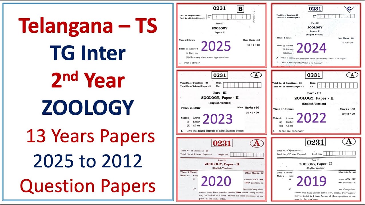 TG TS Inter 2nd Year Zoology 2025 to 2012 13 year Question Paper ...