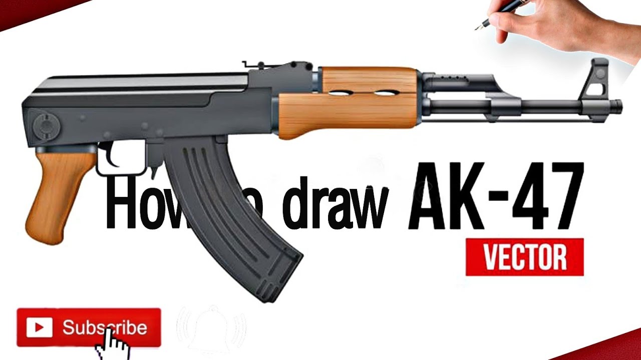 How to draw Ak 47 auto rifle, So easy drawing. - YouTube