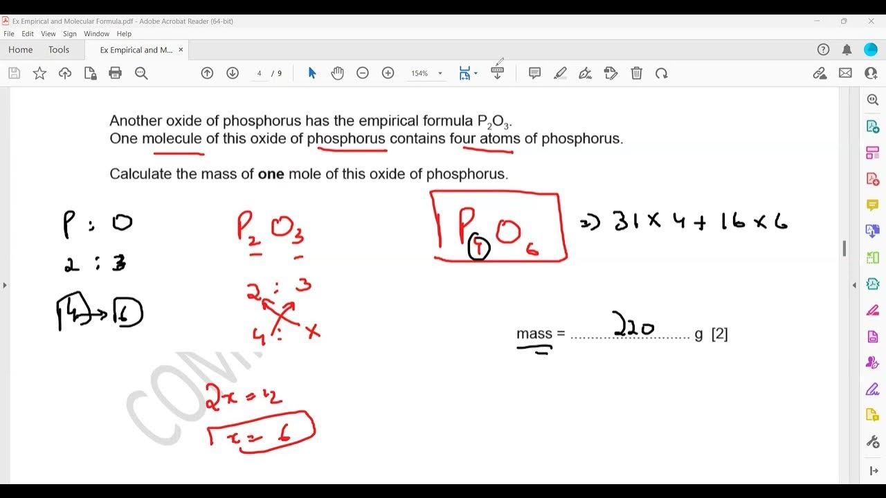 Exercise Empirical and Molecular Formula Question 1 to 12 Cambridge IGCSE Chemistry Lesson 24b ...