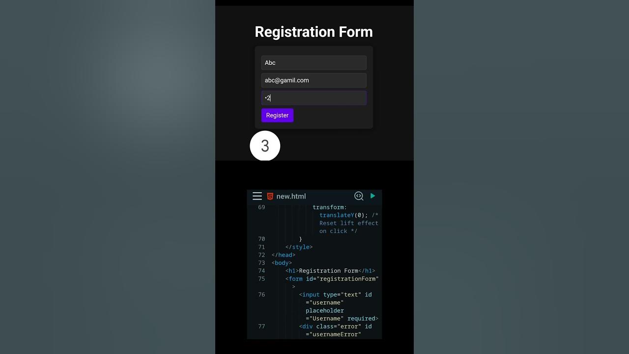 Ragistration form #html#css#webdevelopment #begginers #coding #programming #learn #shorts - YouTube
