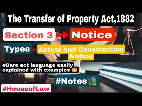 Notice || Actual and Constructive Notice || Transfer of Property Act ...