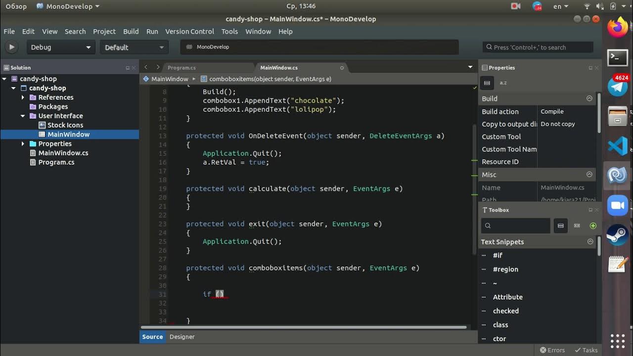 How to use component "Combo box", c#, gtk, MonoDevelop - YouTube