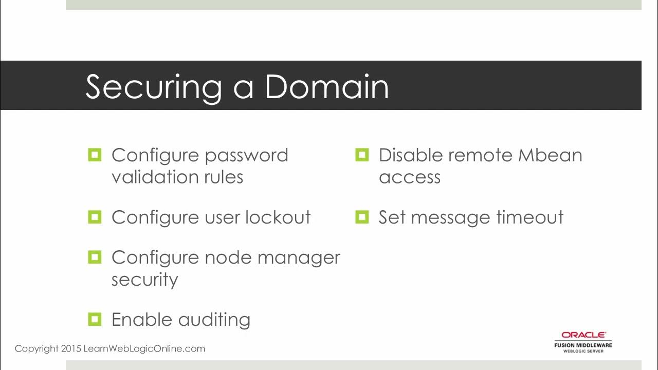 Oracle WebLogic 12c for Administrators 024 WebLogic Security Part 1 - YouTube