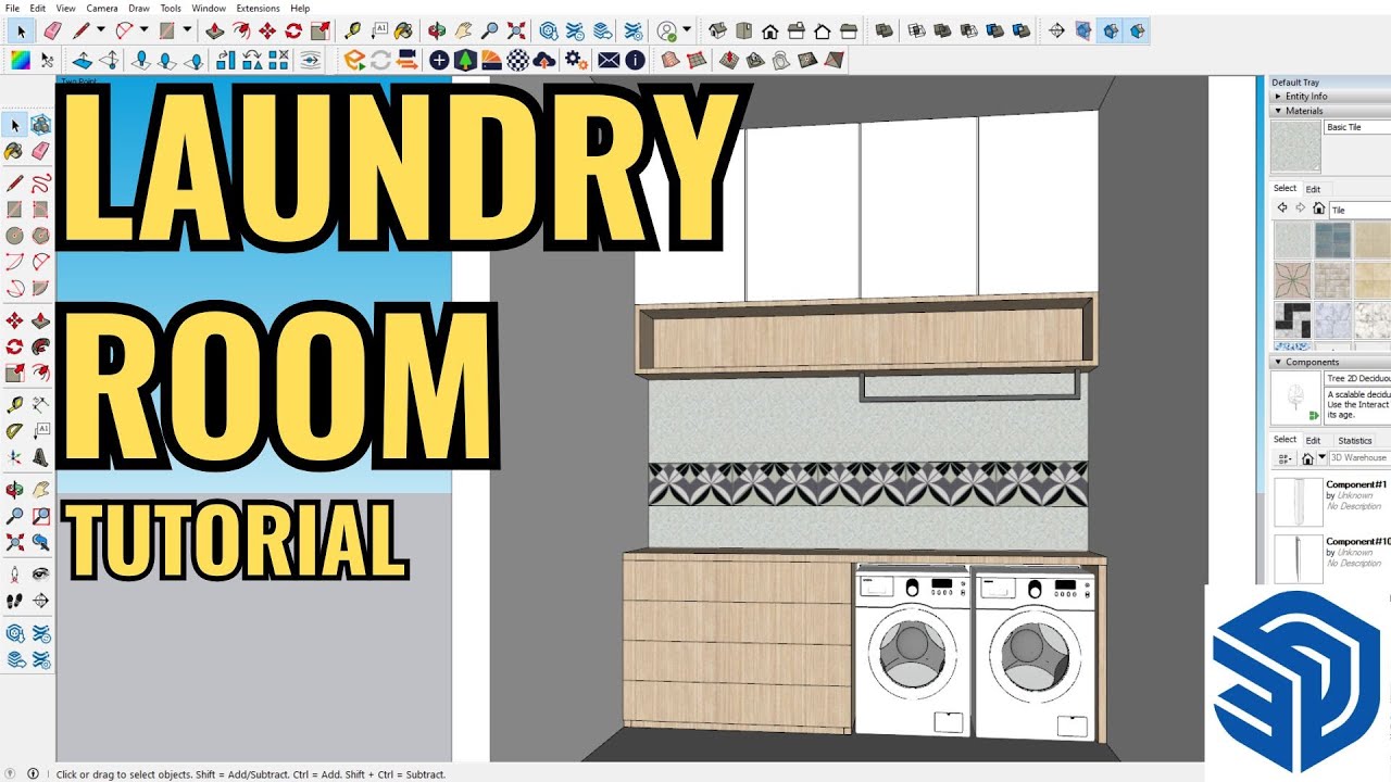 SKETCHUP INTERIOR | HOW TO MAKE A LAUNDRY ROOM IN SKETCHUP - YouTube