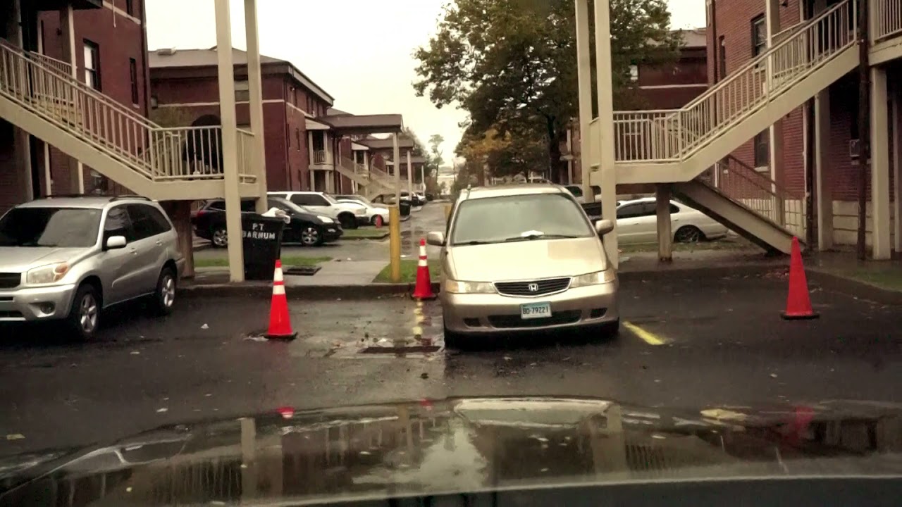 Hood Drive Thru on a Rainy Day at P.T. Barnum Housing in Bridgeport CT ...