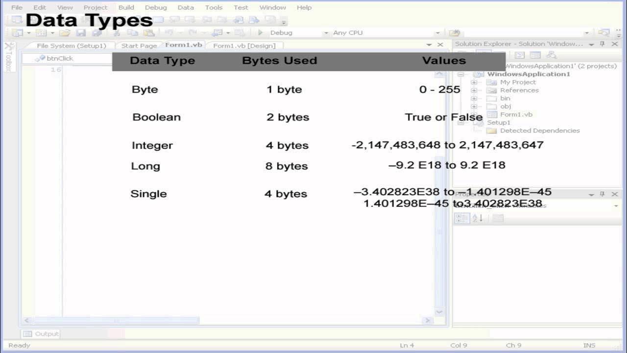 Visual Basic Video Tutorial - Volume 1- Lesson 10: Data Types - YouTube