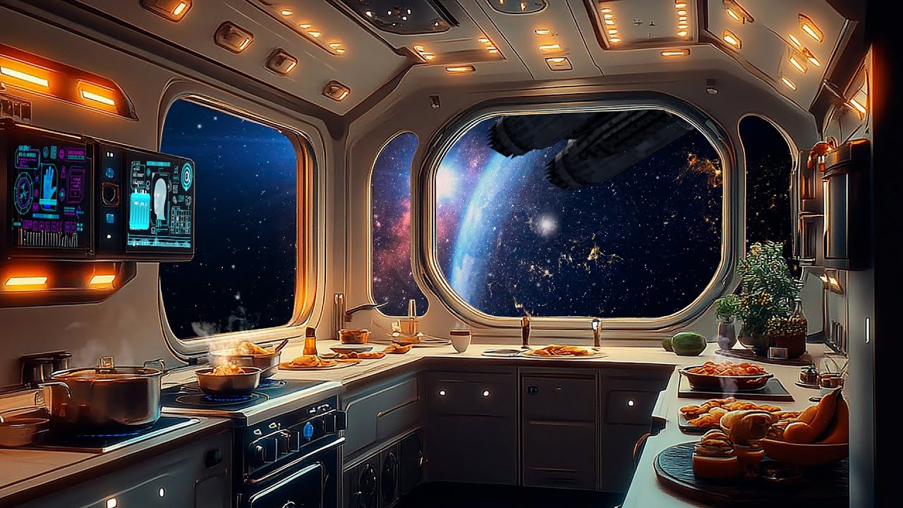 Escaping the Galaxy | Kitchen in Calm Space | Soothing Space Sounds and ...
