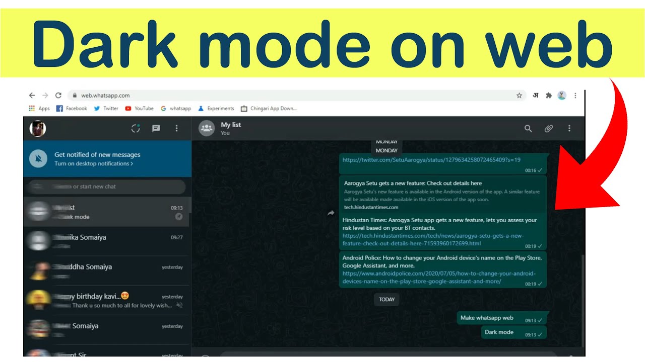 How to enable dark mode on whatsapp web | Whatsapp dark theme on Chrome ...