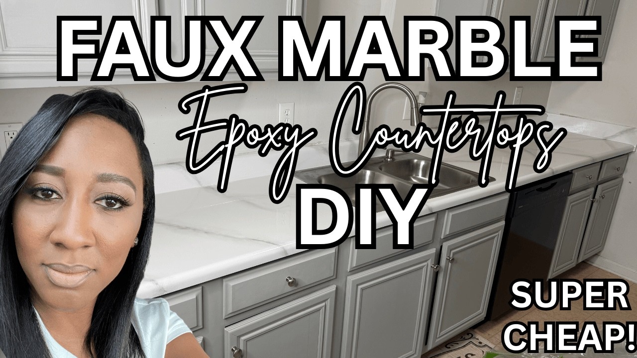 Give Your Kitchen Countertops A HIGH END Marble Look On A Budget - YouTube