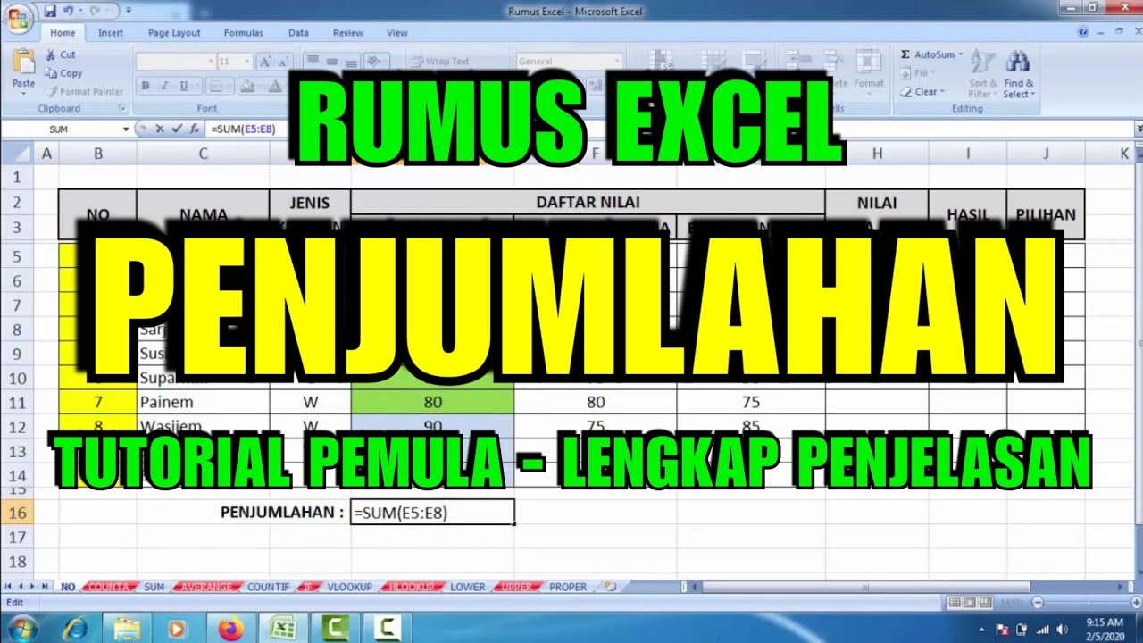 Rumus Excel Penjumlahan Tutorial Rumus Excel Online Indonesia - Riset Rumus Excel Penjumlahan Tutorial Rumus Excel Online Indonesia - Riset