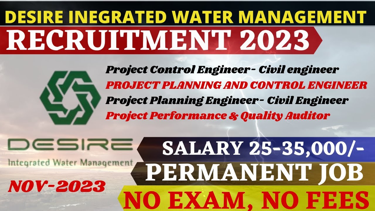 Civil Engineer Recruitment 2023 at Desire Water Supply Project |Apply ...