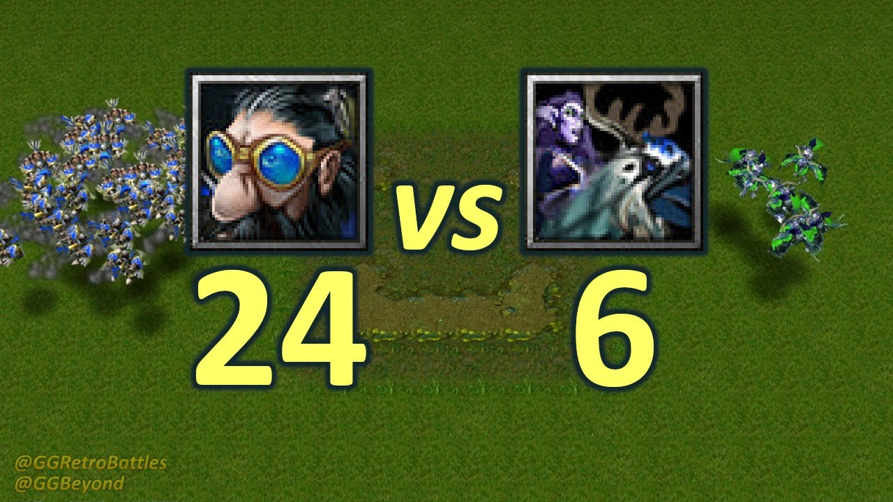 24 Flying Machines vs 6 Hippogryph Riders - Same Food - WarCraft III ...