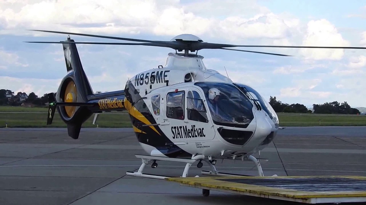 N855ME - STAT MedEvac 9 Taking Off - YouTube