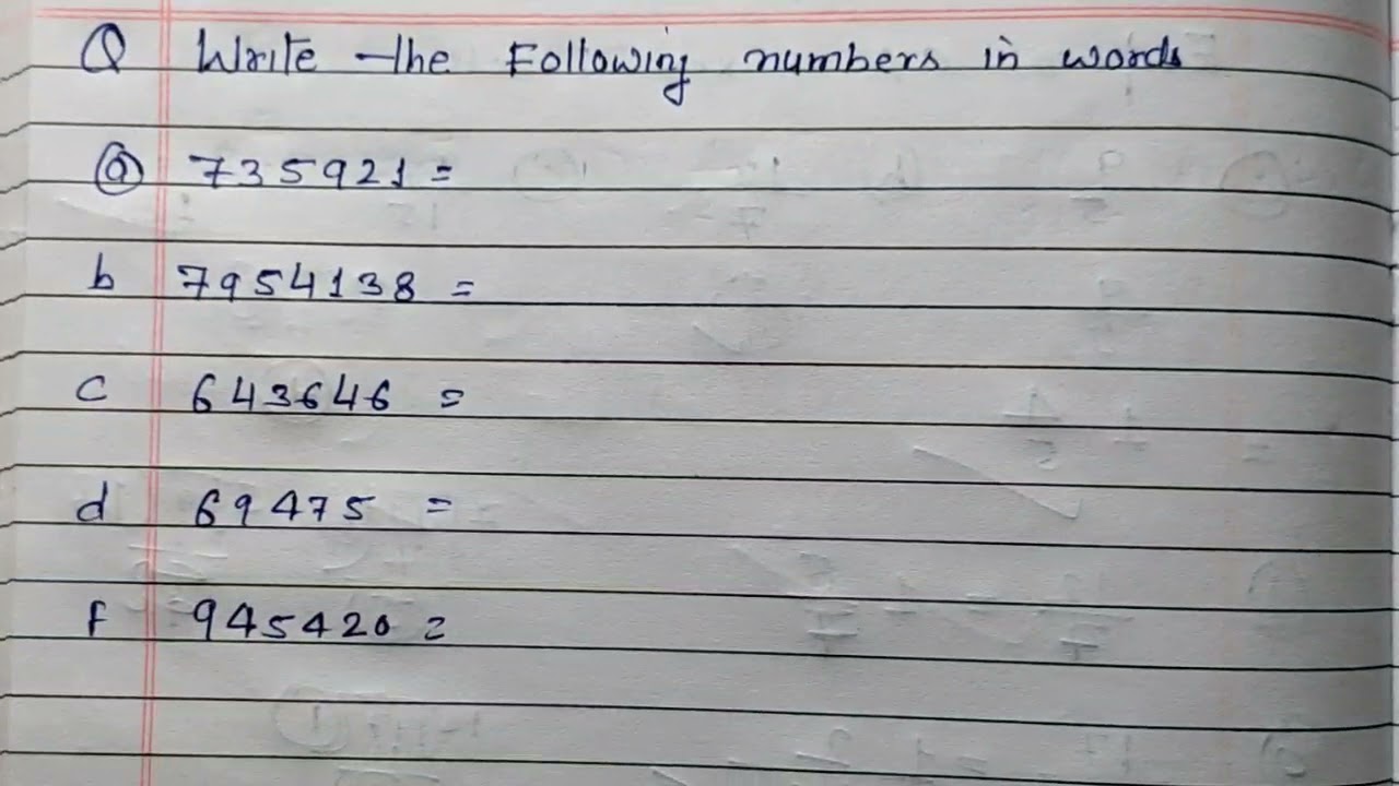 Write the following numbers in words - YouTube