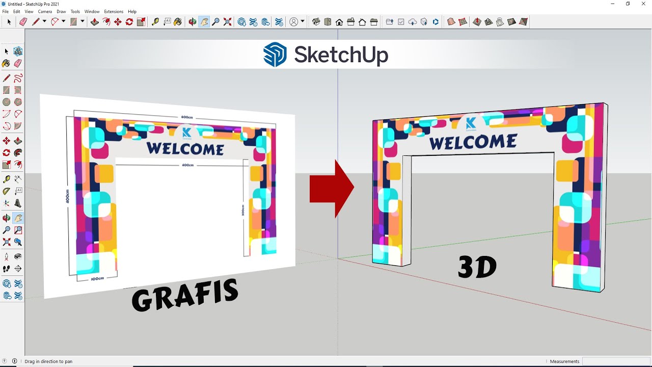 CARA MEMBUAT WELCOME GATE SESUAI GRAFIS YANG SUDAH DI DESAIN. - YouTube