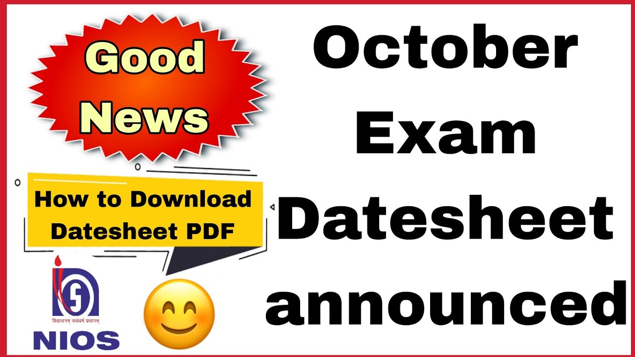 October Exam Datesheet #niosupdate #niosexam - YouTube