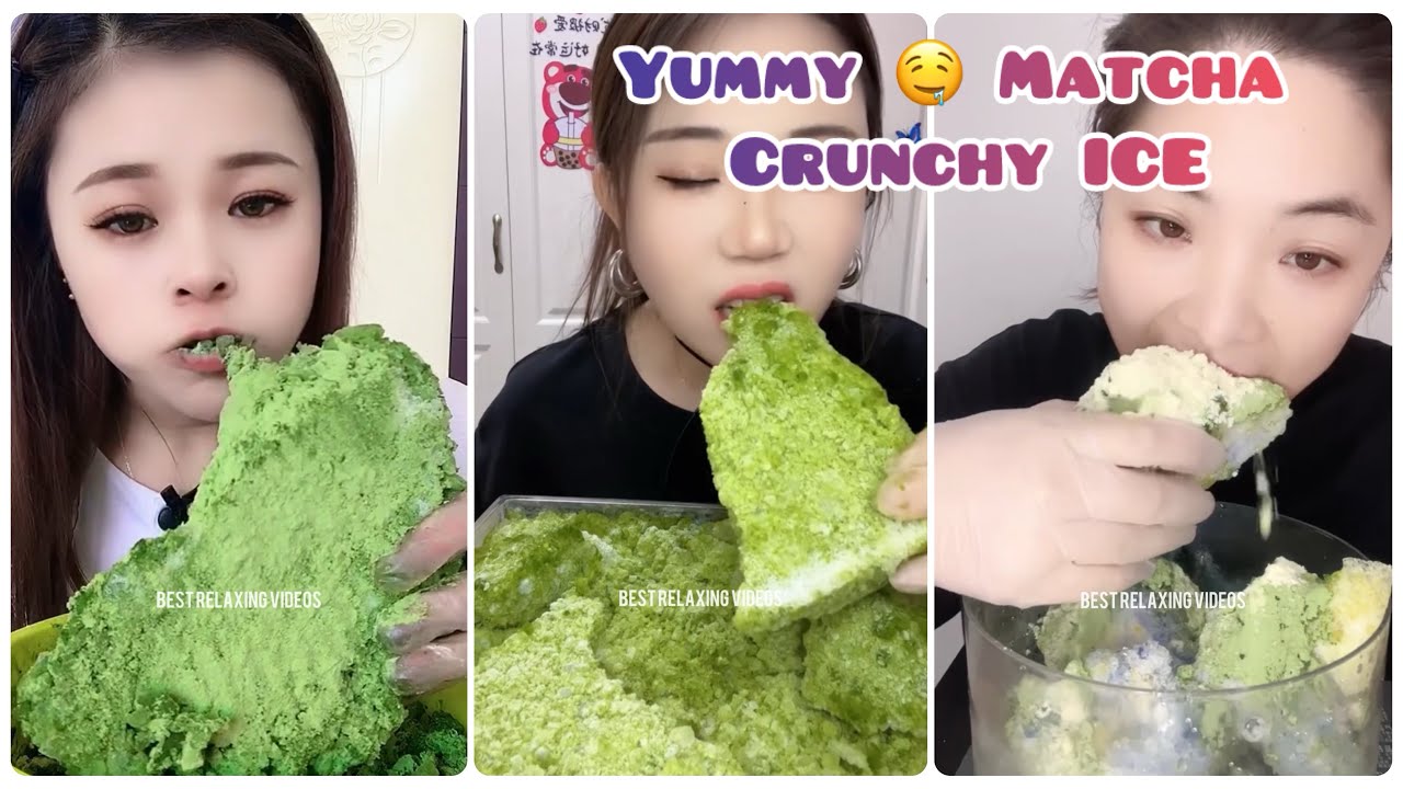 Crispy Matcha Powdered Ice Mukbang – ASMR Cold Crunch! & Heavy matcha ...