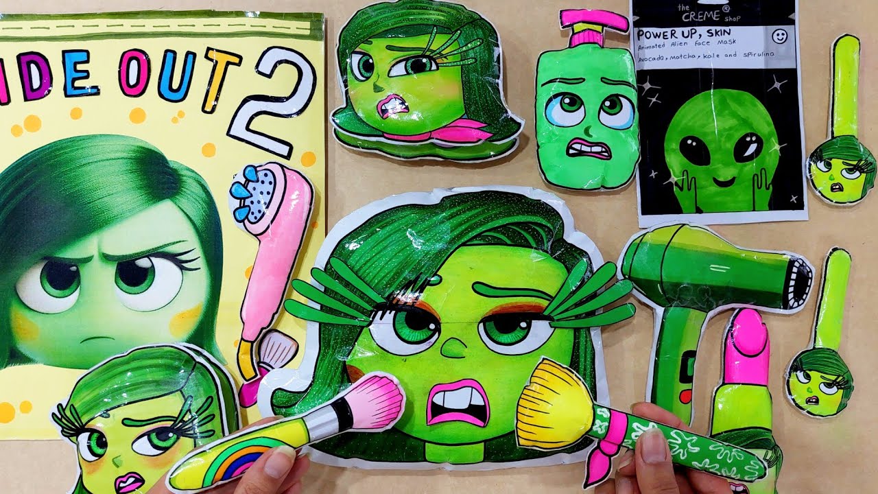 Inside Out2 💚 Disgust 💚 Skincare And Makeup/ ASMR/ Paper DIY - YouTube