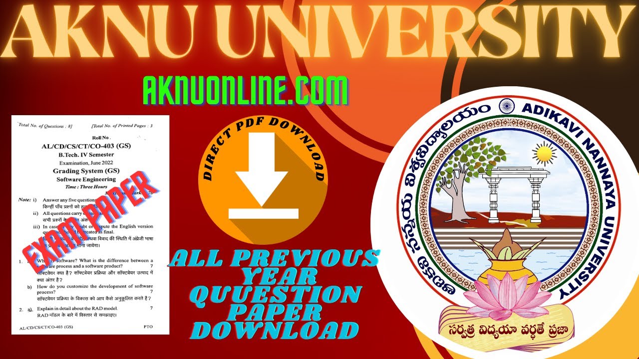 AKNU University Andhra Pradesh Previous Year Question Paper Free ...