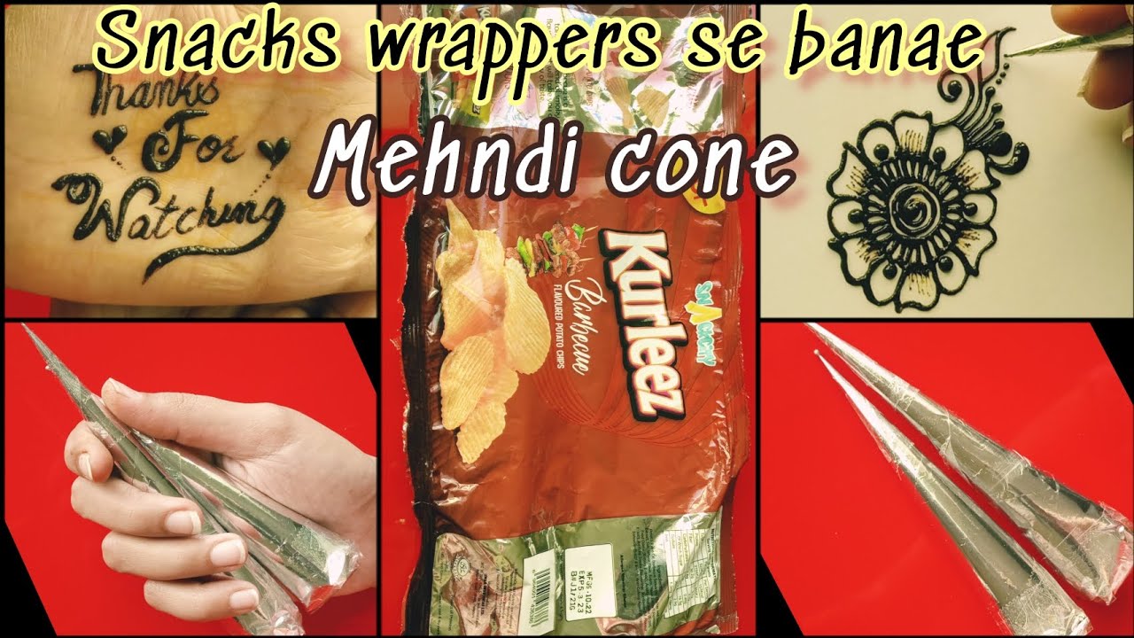 snacks wrapper se banaen mehndi cone🔥💯/ awesome cone making with snacks ...