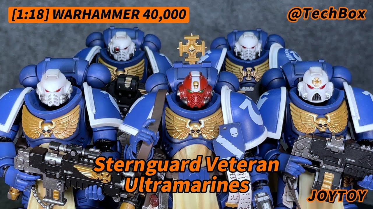 Joytoy Warhammer 40K, Ultramarines Sternguard Veteran, 1/18 scale action figure - YouTube