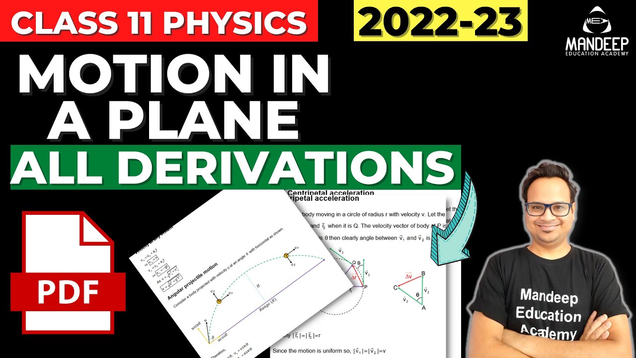 Motion in a Plane All Derivations | Class 11 Physics Chapter 4 | Session 2022 2023 - YouTube