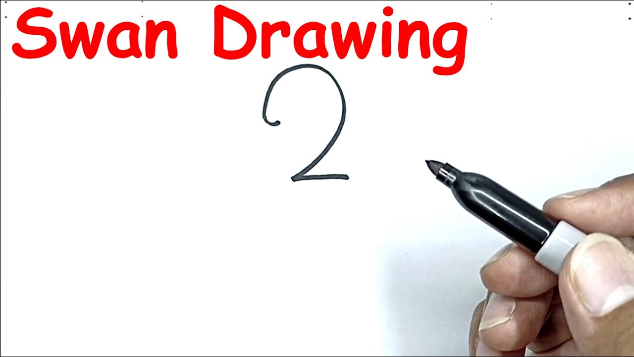 How To Draw A Swan In A Pond With Number 2 | Drawing With Number - YouTube