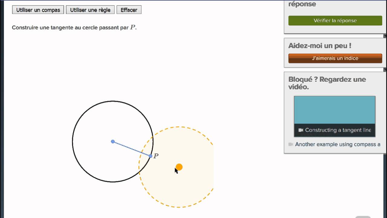 Construire la tangente en un point d'un cercle - YouTube