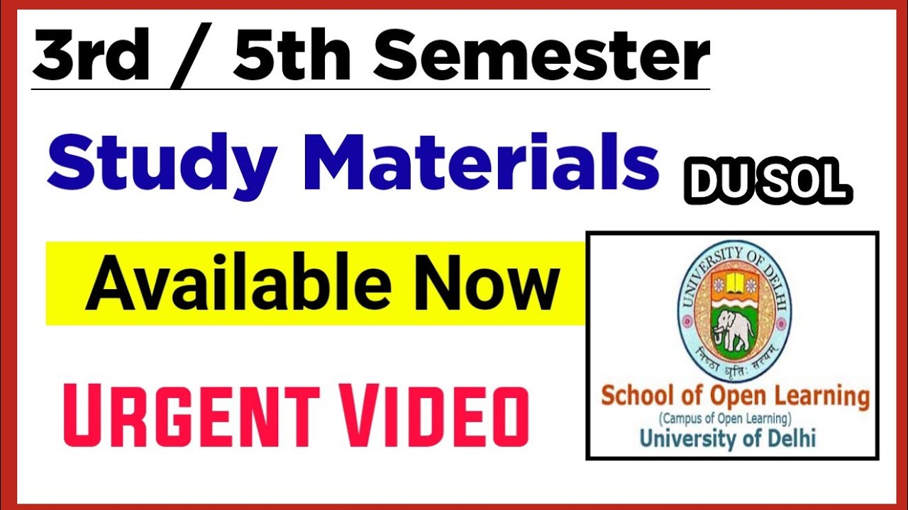 SOL 3rd 5th Semester Study Material Update 2022 SOL Study Material SOL 3rd 5th Semester Study Material Update 2022 SOL Study Material
