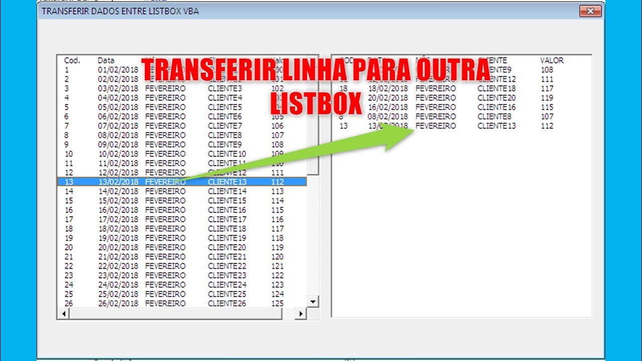 Como Transferir Dados Entre Listbox Excel Vba Via Códigos Youtube
