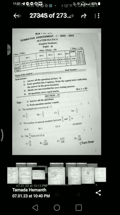 8th class sa 1 maths question paper 2022-2023 💯 real paper - YouTube