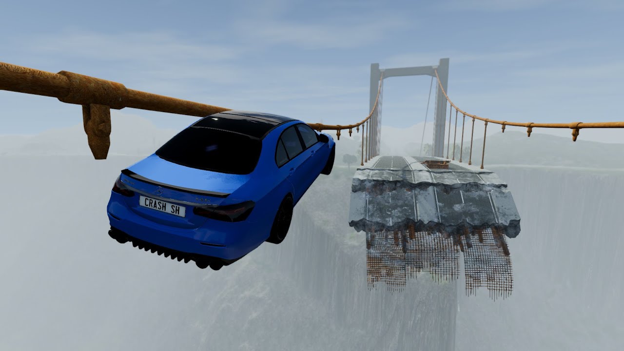 JUMPING OVER A BRIDGE IN CARS - BeamNG Drive - YouTube
