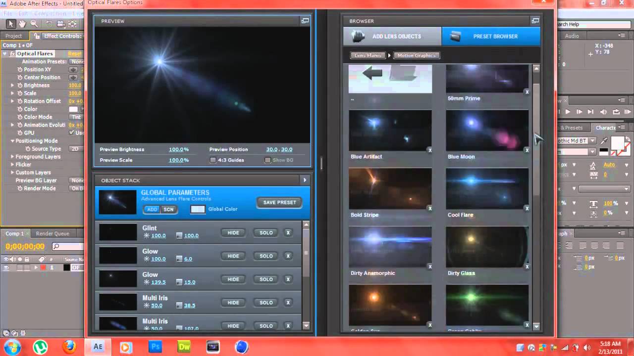 How To Animate/Keyframe Optical Flares In Adobe After Effects CS4 - YouTube